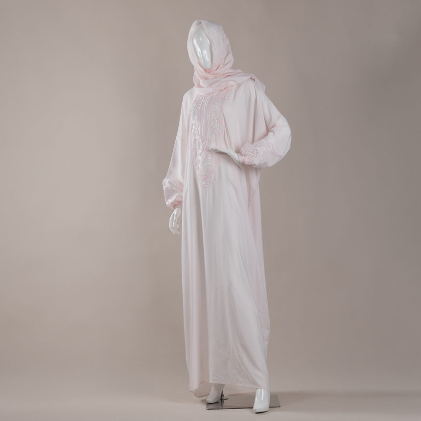 لباس صلاة قطن مطرز بينك فاتح | بيتي الصغير